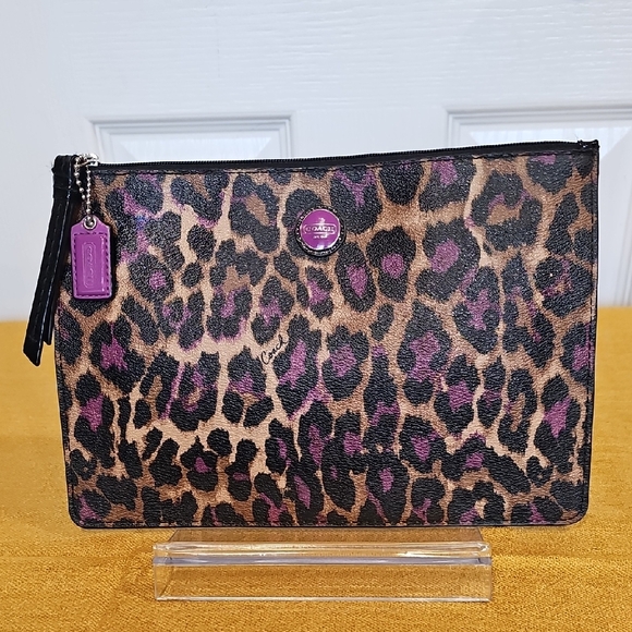 Coach | Bags | Coach Ocelot Print Large Pouch Whangtag | Poshmark